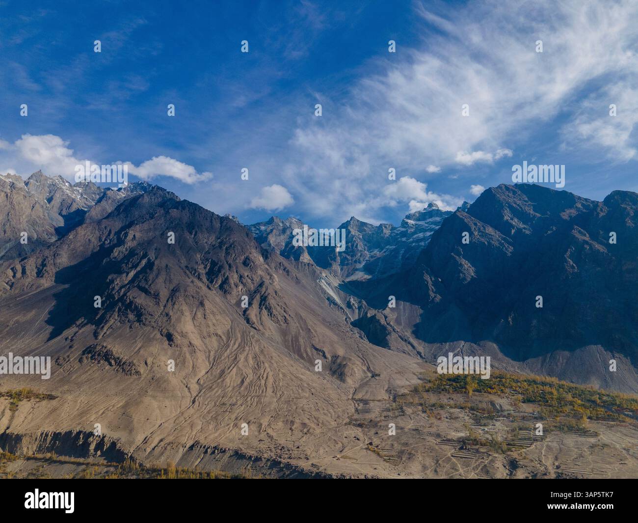 Aerial view of majestic mountain range in Gilgit-Baltistan, Pakistan ...