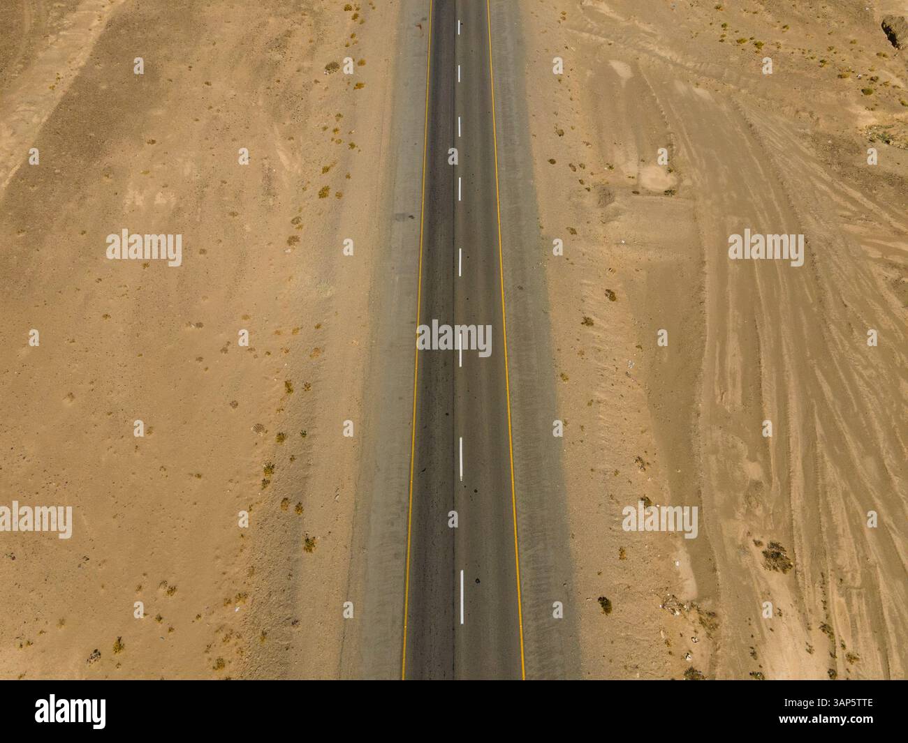 Aerial view of desert road in Gilgit-Baltistan, Pakistan Stock Photo ...