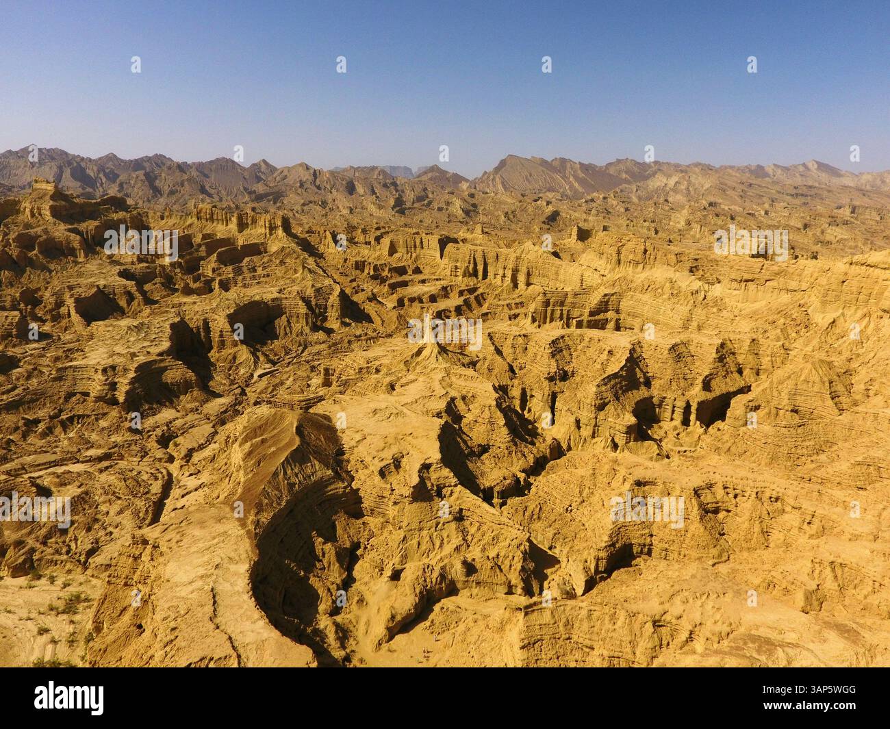 Aerial view of majestic canyon and rocky mountain formations in Liari ...