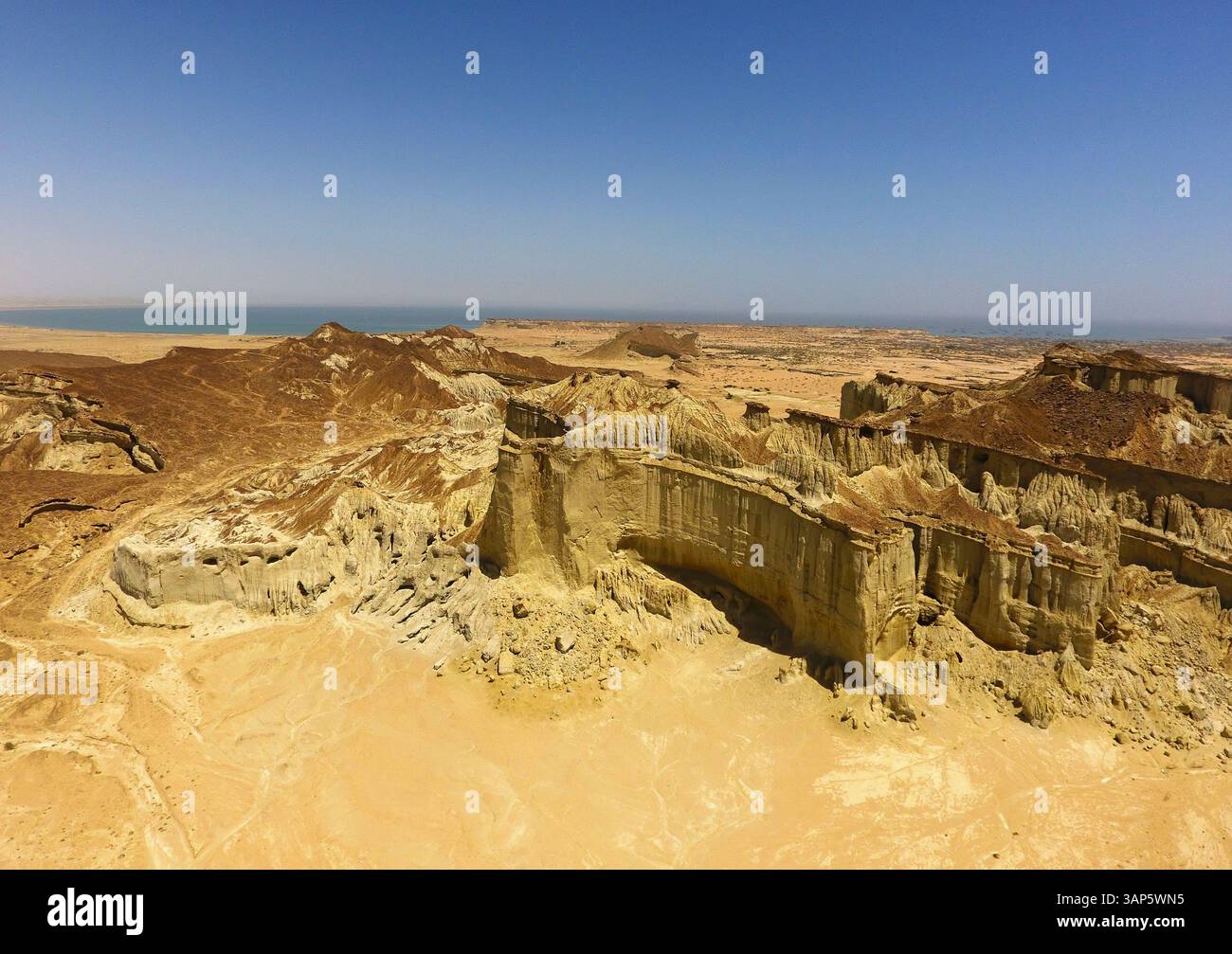 Aerial view of breathtaking desert canyon and mountains, Gwadar ...
