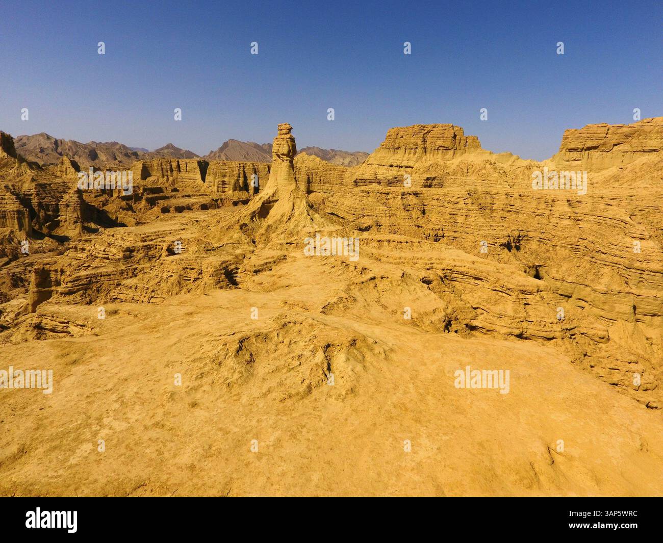 Aerial view of breathtaking canyon and rocky desert landscape, Liari ...