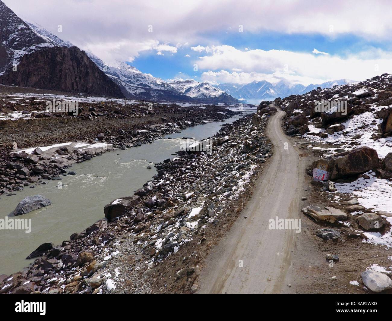 Aerial view of majestic Himalayas and rocky terrain, Skardu, Pakistan ...