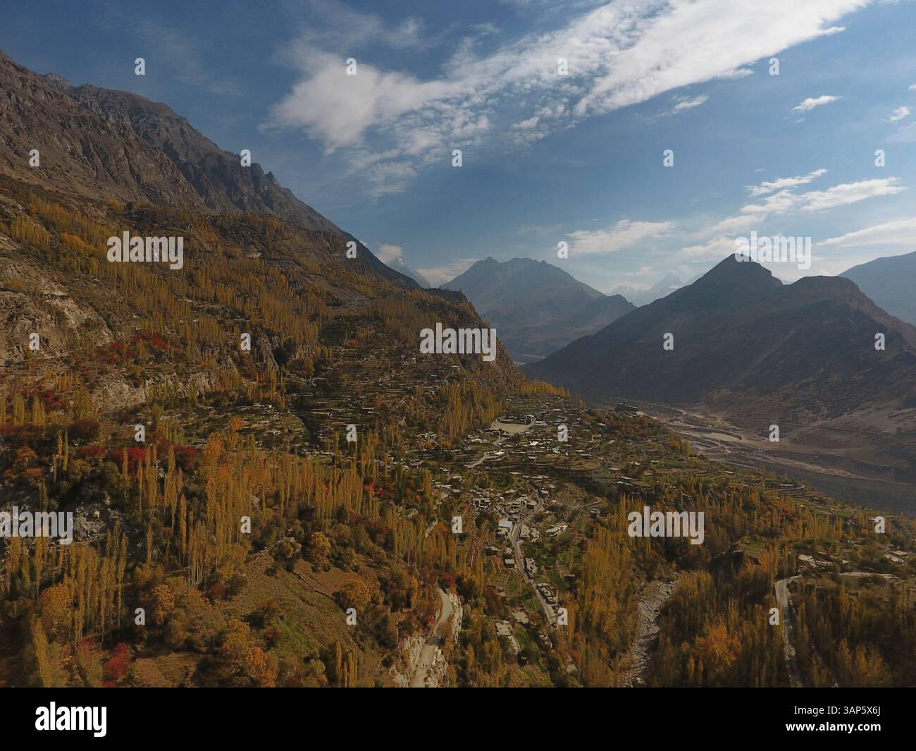 Aerial view of Majestic Peaks and Wilderness in Hopar Valley, Nagar ...