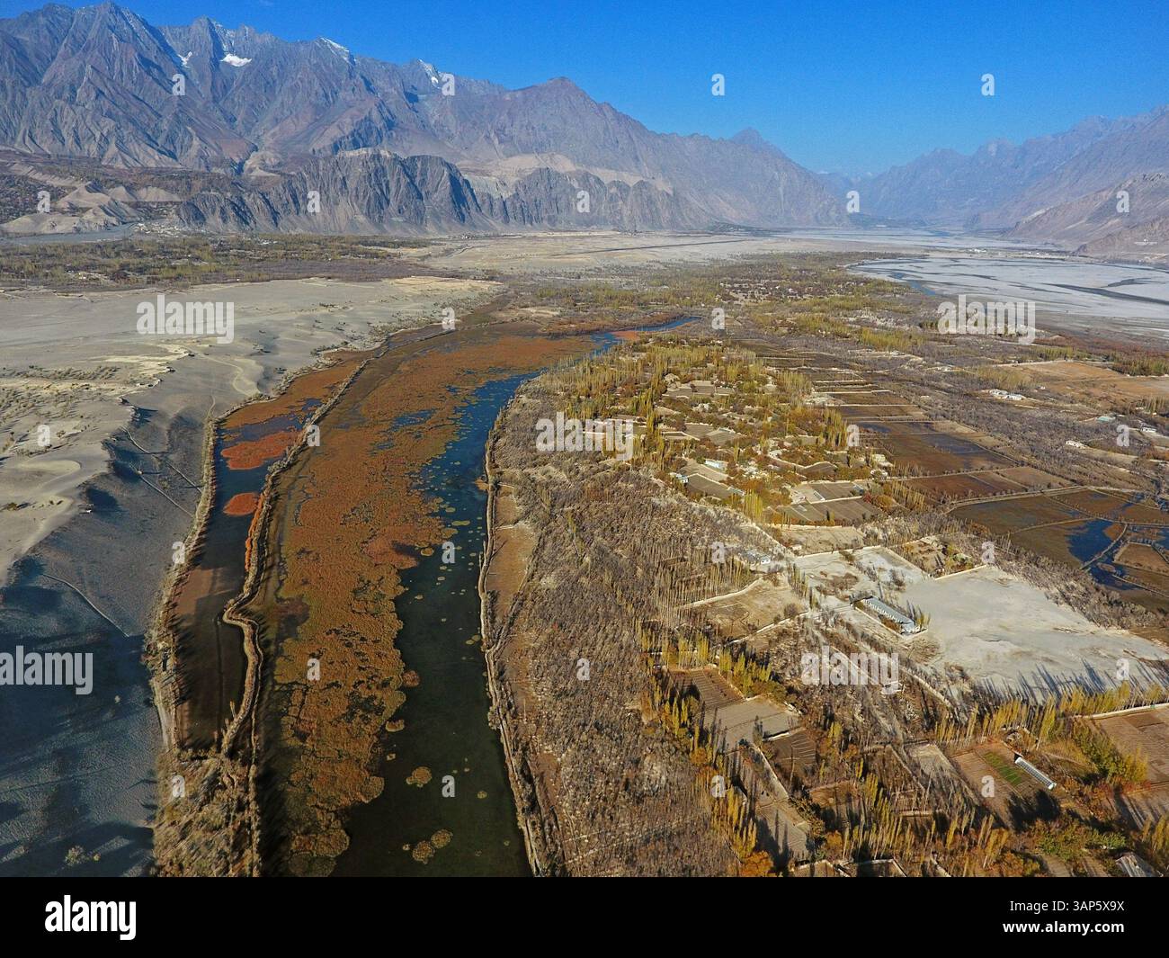 Aerial view of majestic Himalayas and Karakoram mountains, Gilgit ...