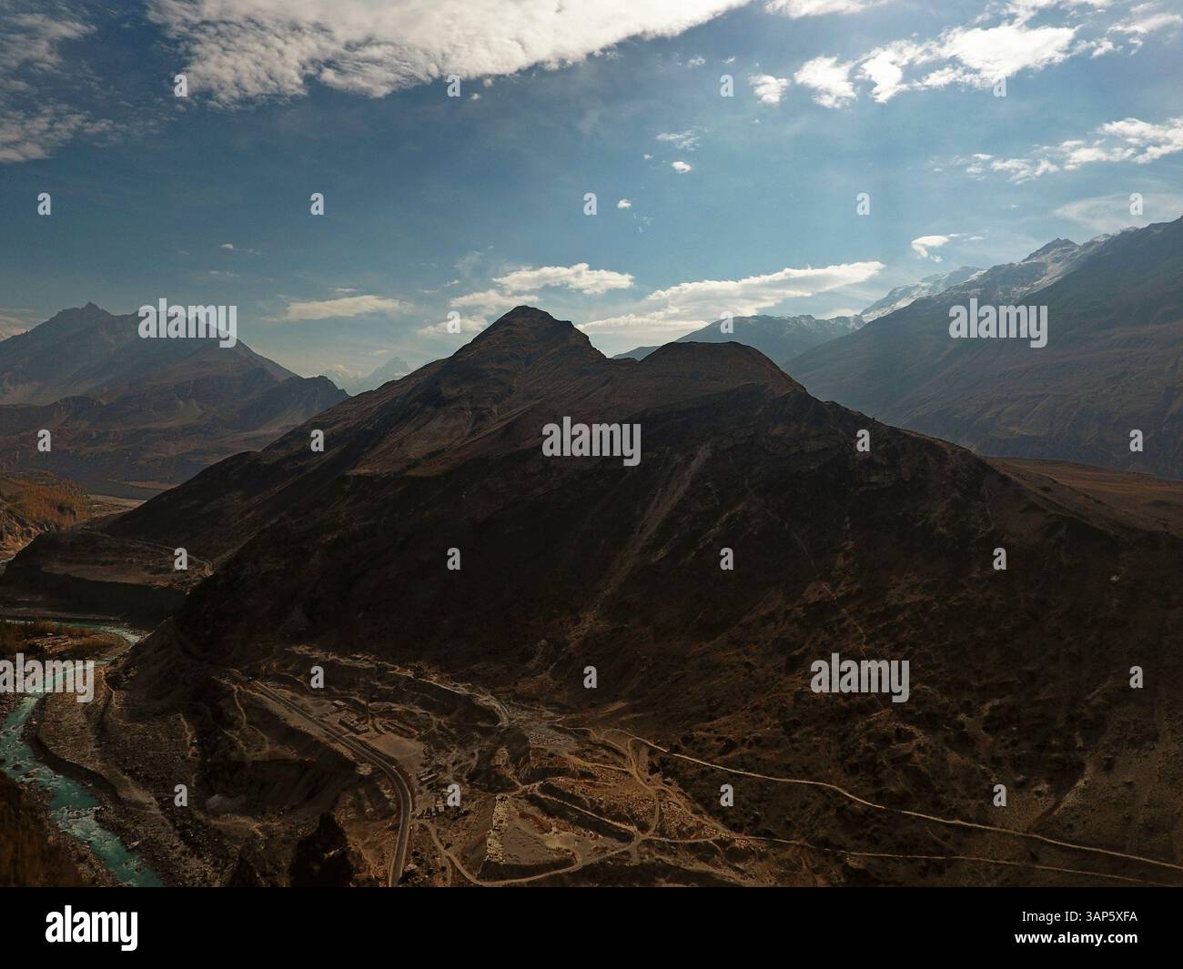 Aerial view of majestic Hopar Valley and Nagar Valley, Gilgit-Baltistan ...