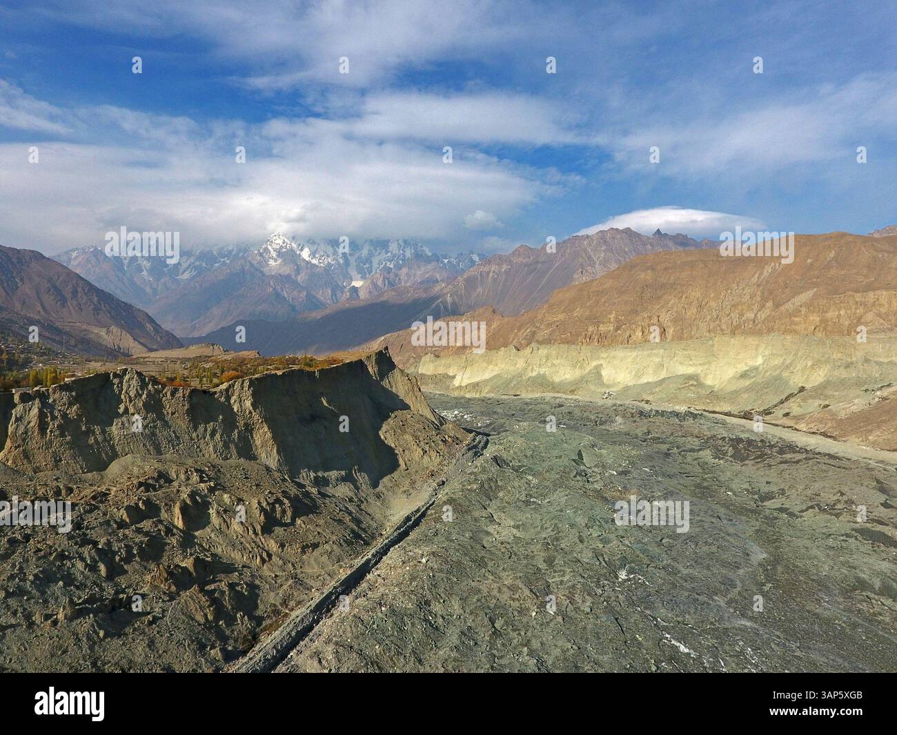 Aerial view of majestic Karakoram and Himalayas in Hopar Valley, Gilgit ...