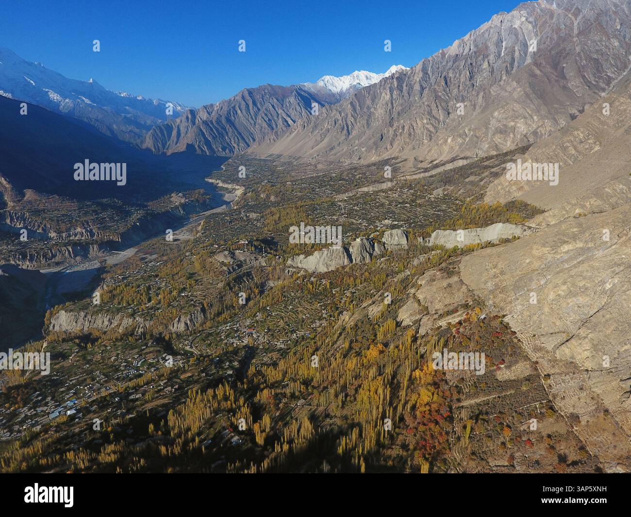 Aerial view of Majestic Mountains in Hunza Valley, Gilgit-Baltistan ...