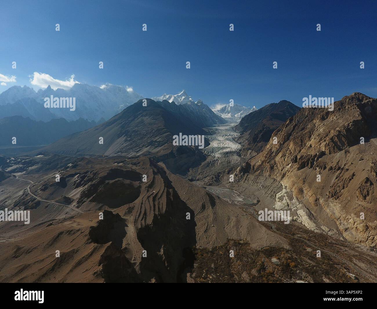 Aerial view of majestic Hunza Valley with Passu Glacier and Shisper ...