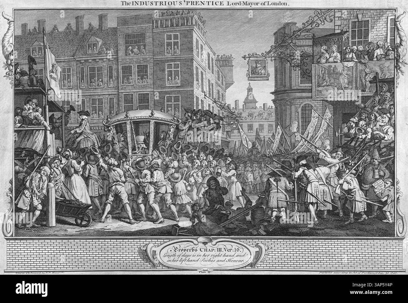 The print engraving by William Hogarth, the Industrious Prentice Lord ...