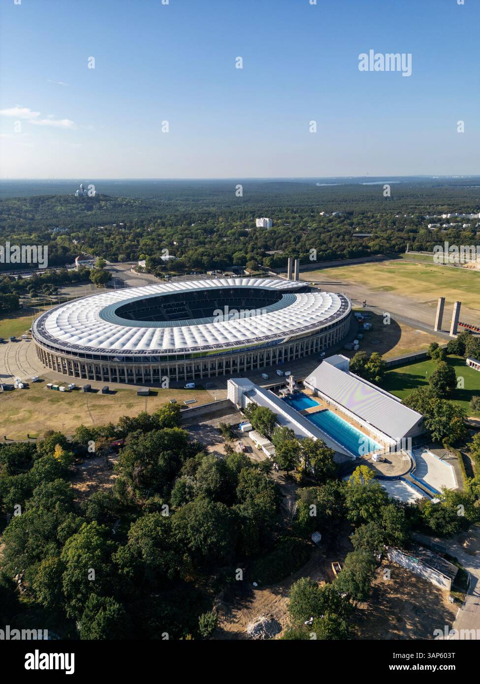 Berlin, Germany - September 2023: Aerial view of the Olympic Stadium ...