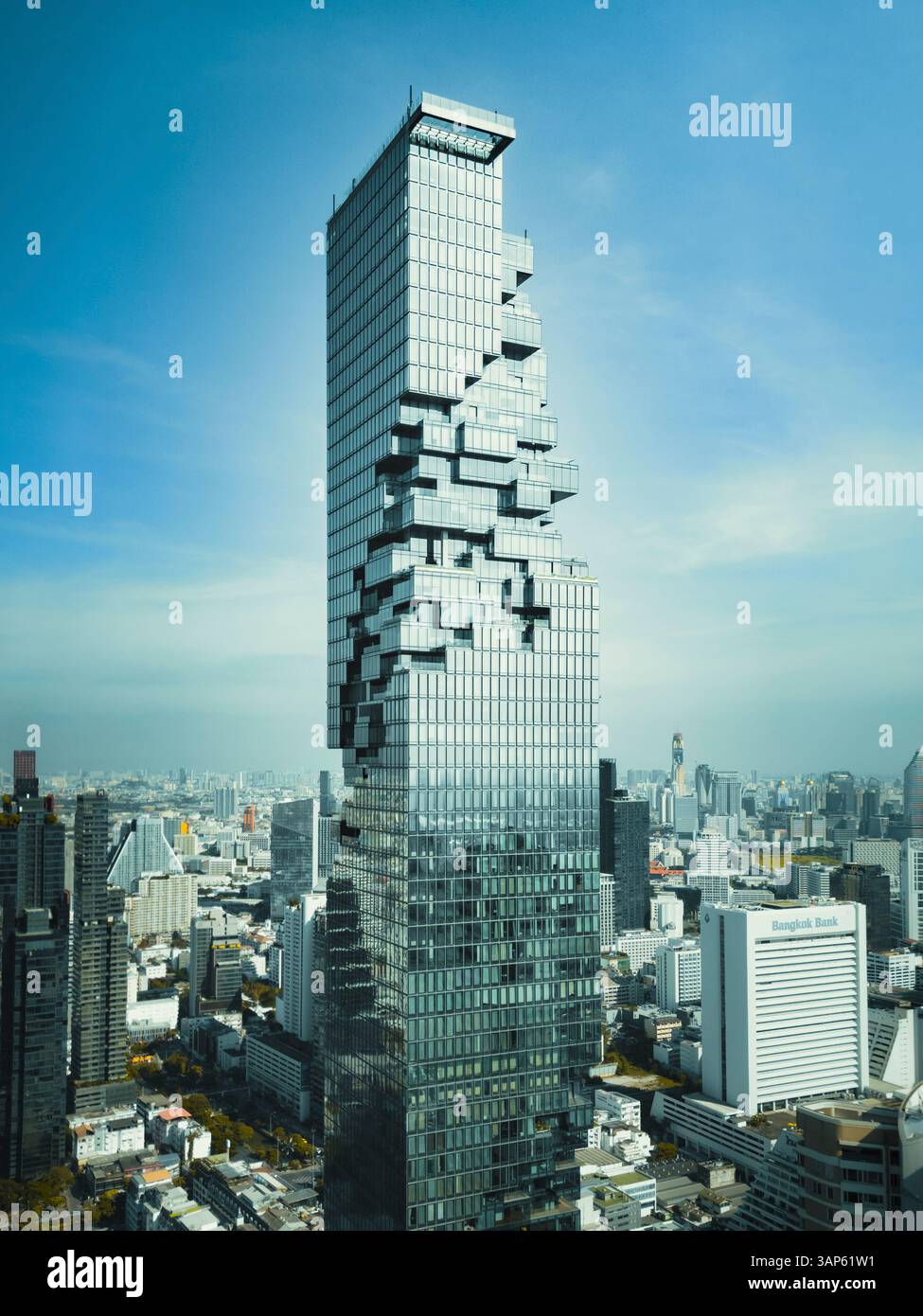 Aerial view of Mahanakhon tower in Bangkok downtown, Thailand Stock ...