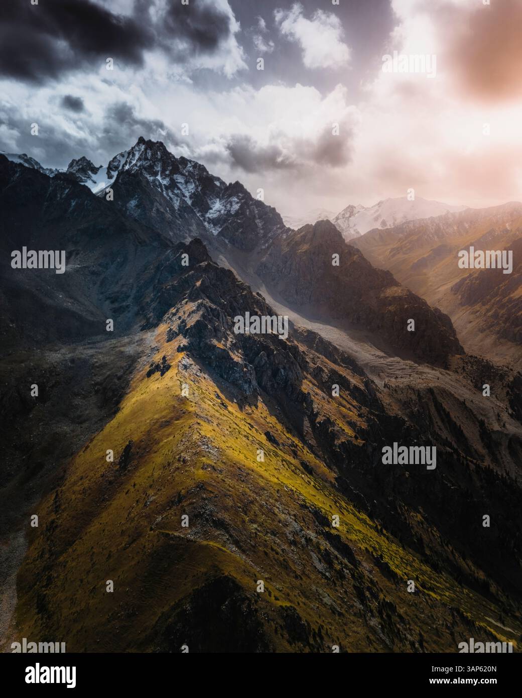 Aerial view of Mt Talgar at sunset in Almaty, Kazakhstan Stock Photo ...