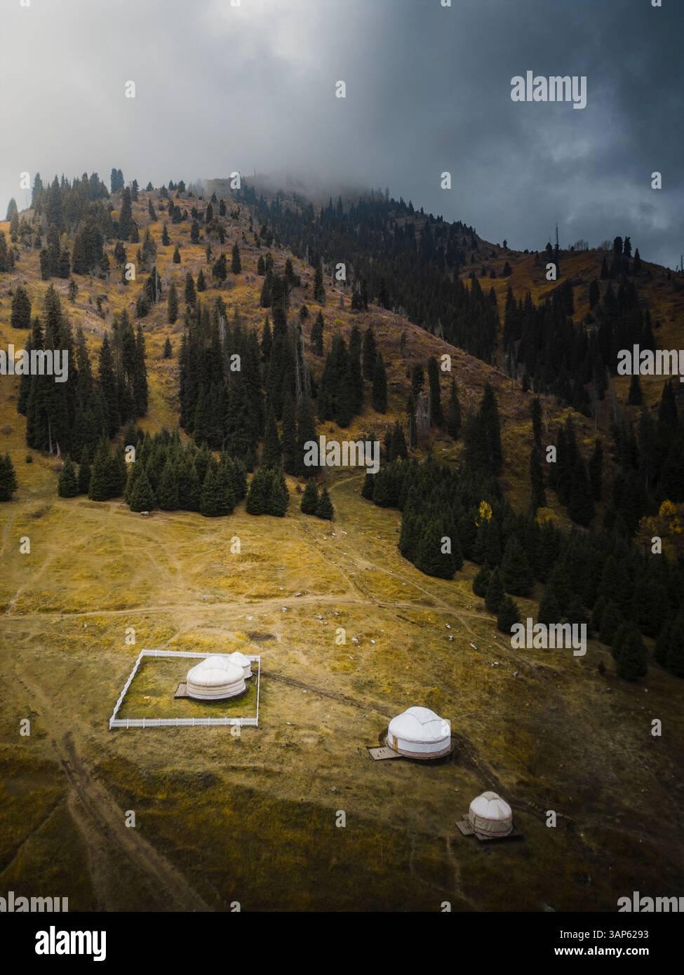 Aerial view of Yurts on mountain in Almaty, Kazakhstan Stock Photo - Alamy