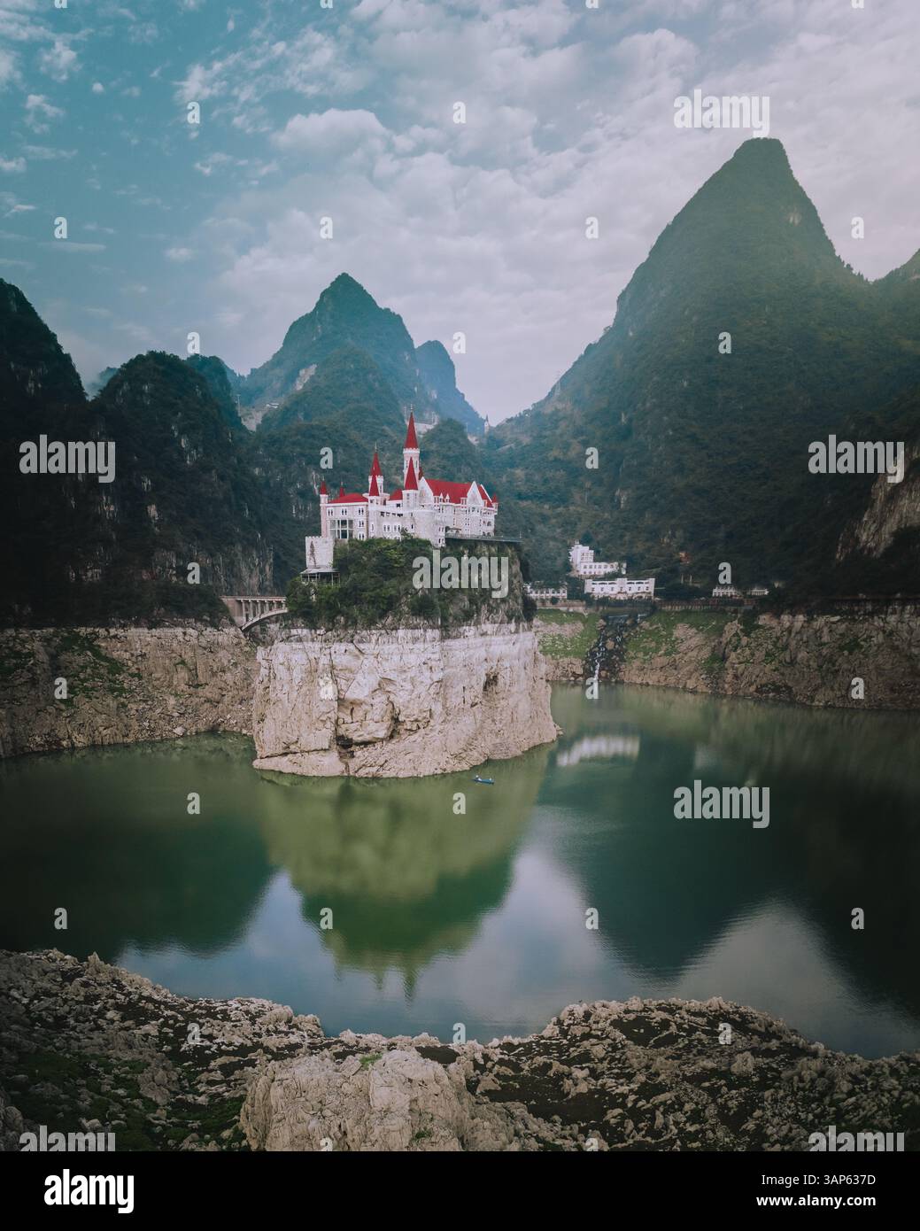 Aerial view of Jilong Castle Country Club, a german style castle on the ...
