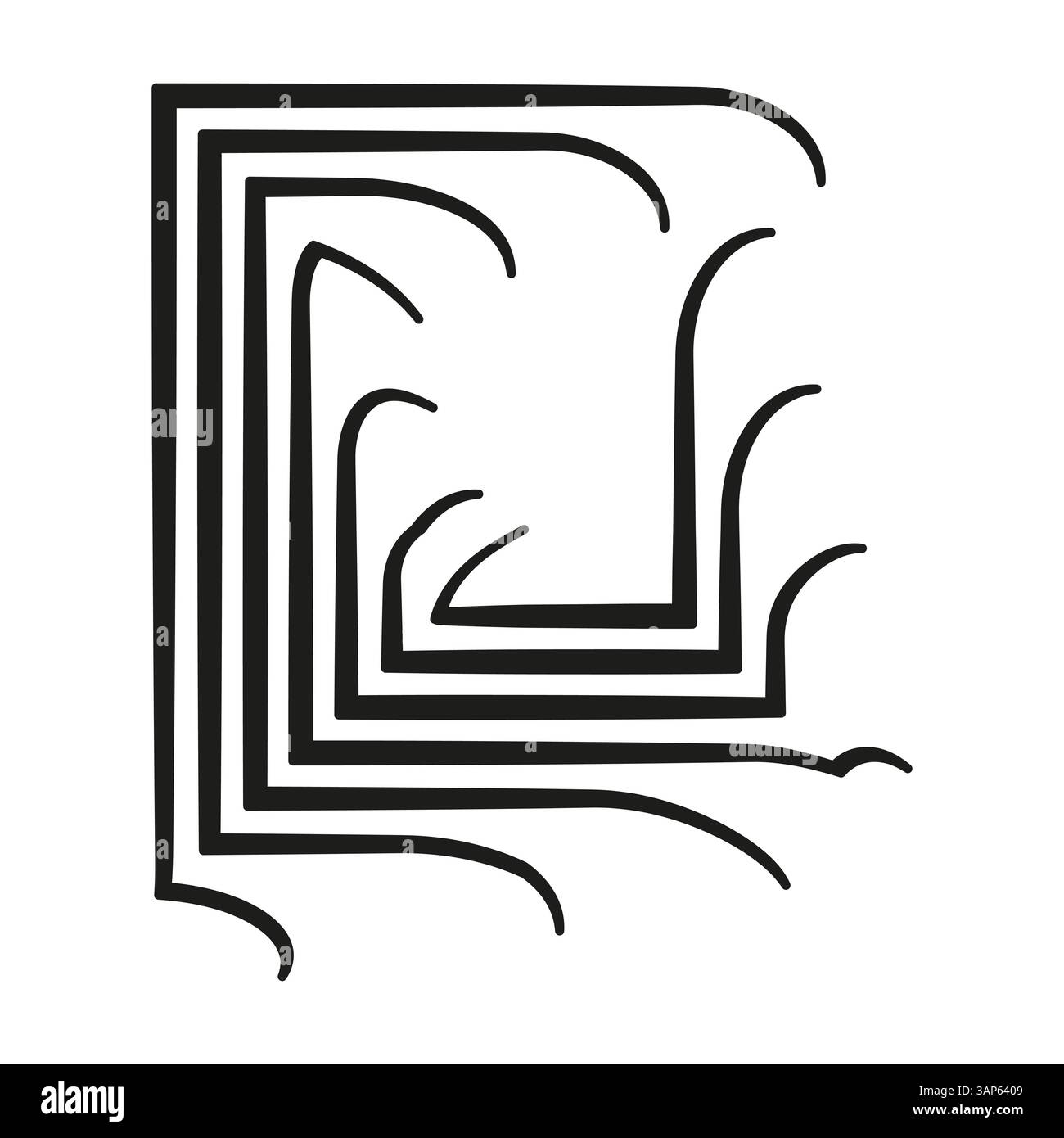 Curved square shape. Abstract frame figure. Distorted outline symbol ...