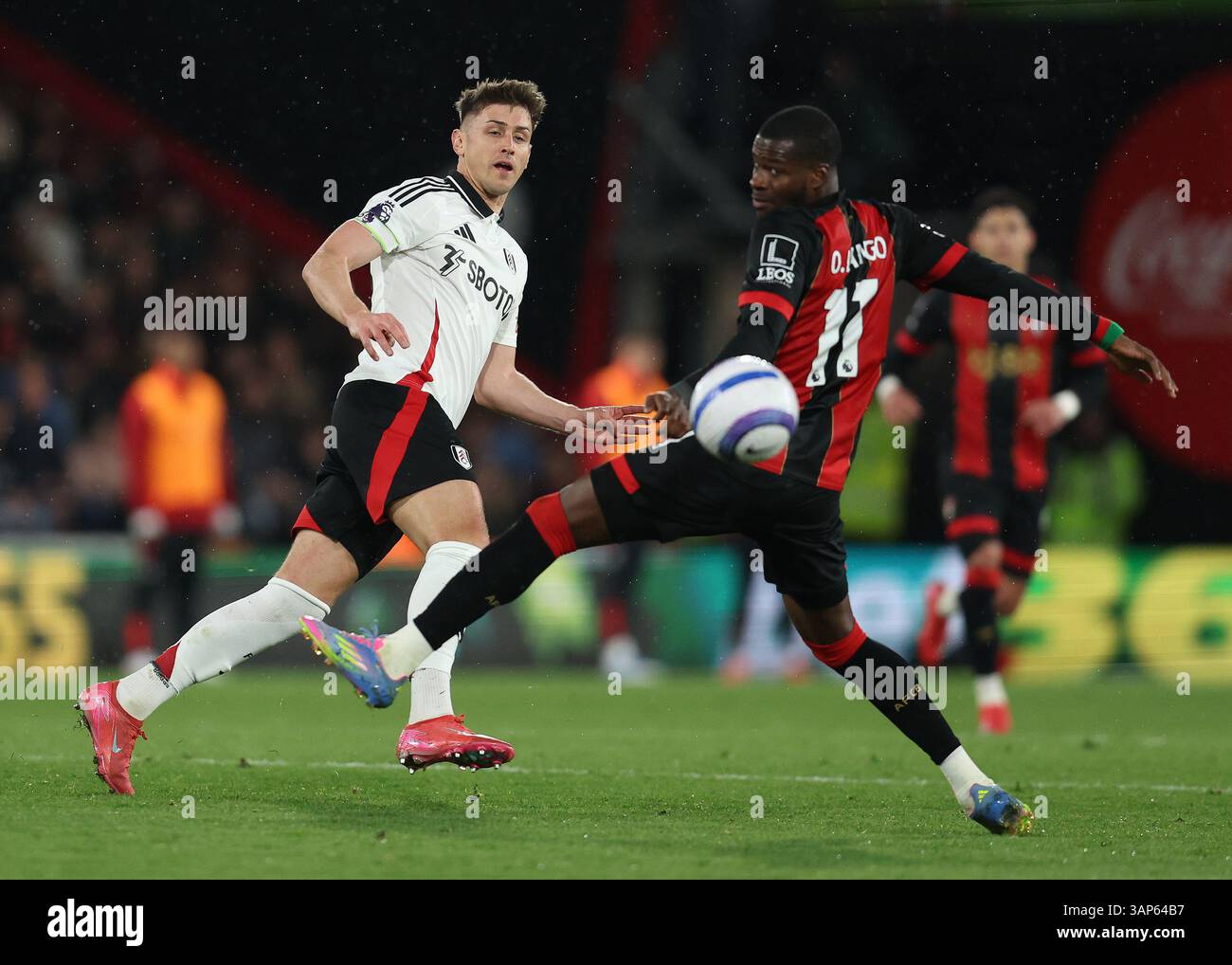 Bournemouth, UK. 14th Apr, 2025. Tom Cairney of Fulham plays the ball ...