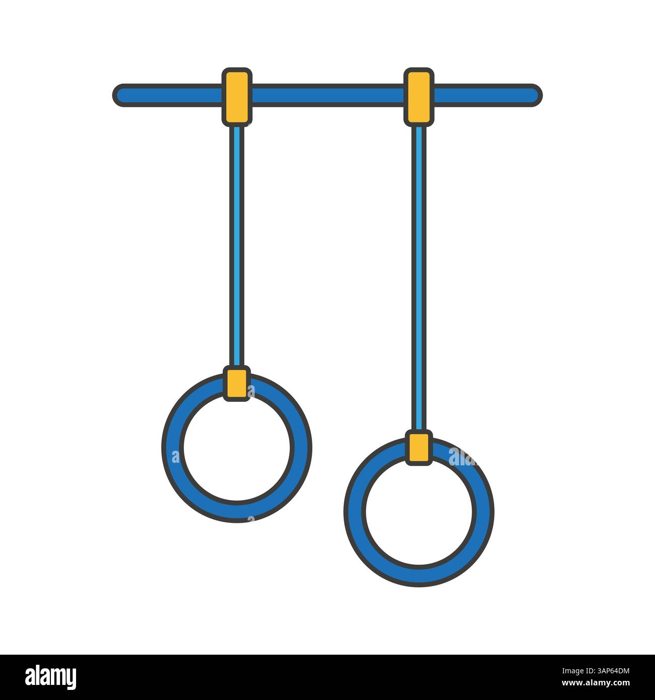 Gymnastic rings icon. Hanging circle tool. Exercise equipment shape ...