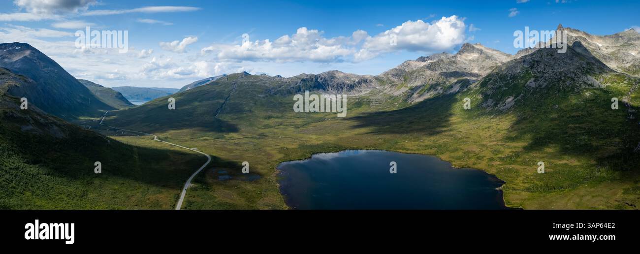 Aerial view of serene Senja Island with majestic mountains, tranquil ...