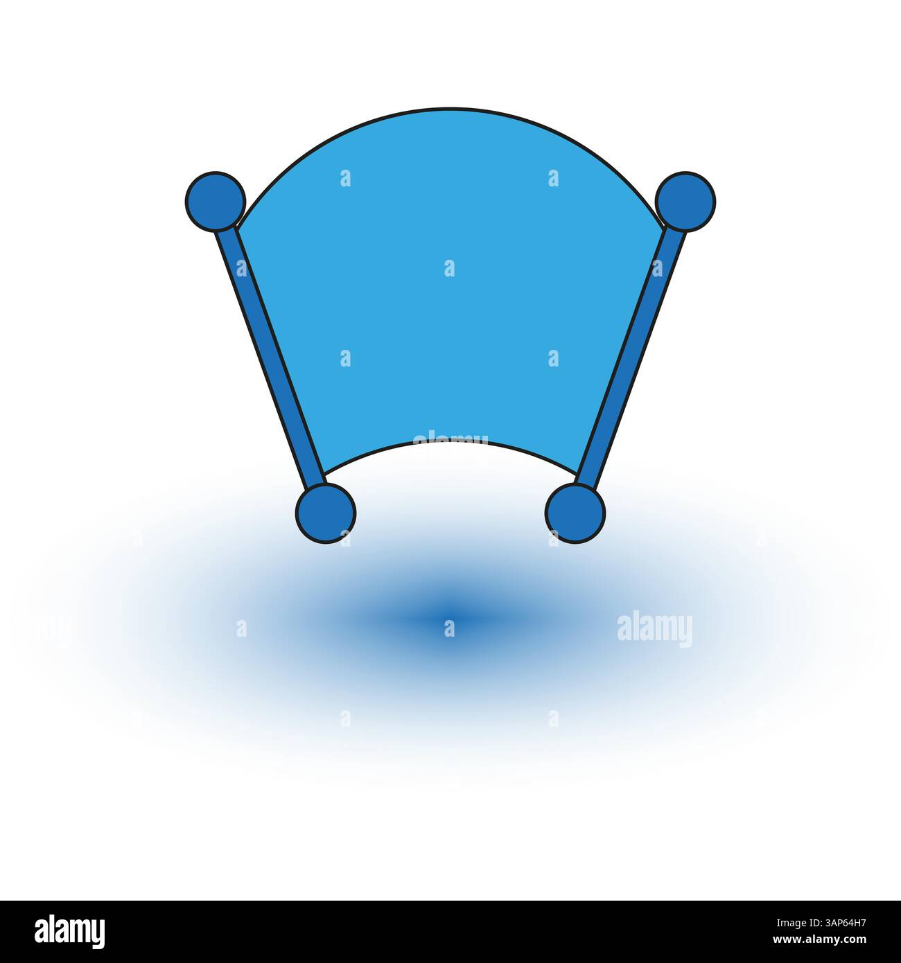 Bezier curve symbol. Anchor path node. Vector handle tool. Blue arc ...