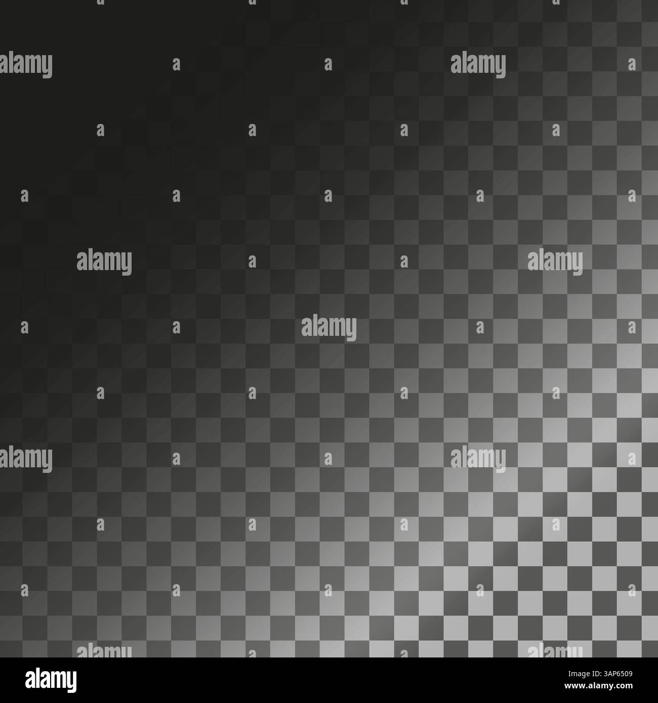 Diagonal top left glow. Light fade checkerboard. Vector shadow texture. Dark grid background ...