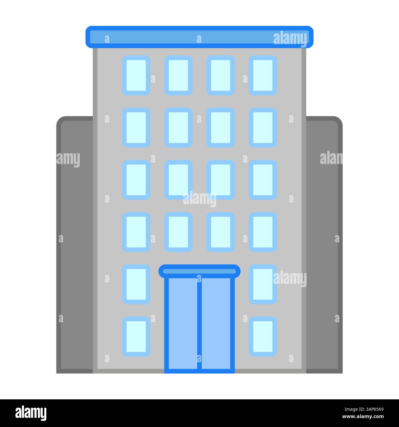 Modern office building. Blue window vector. Urban structure shape ...
