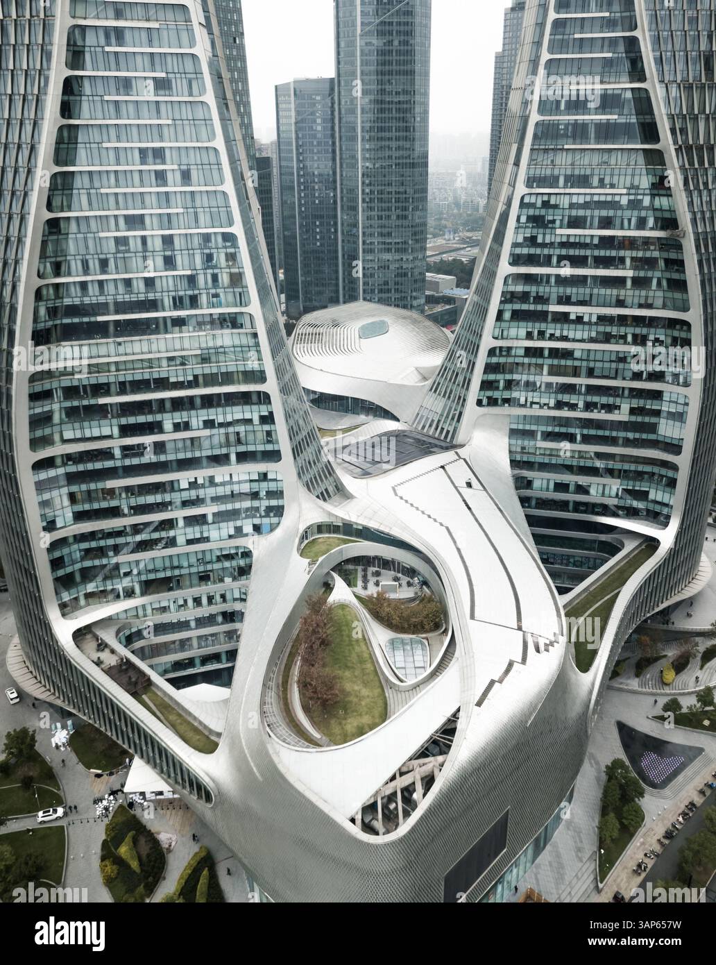 Aerial view of Raffles building in Hangzhou, China Stock Photo - Alamy