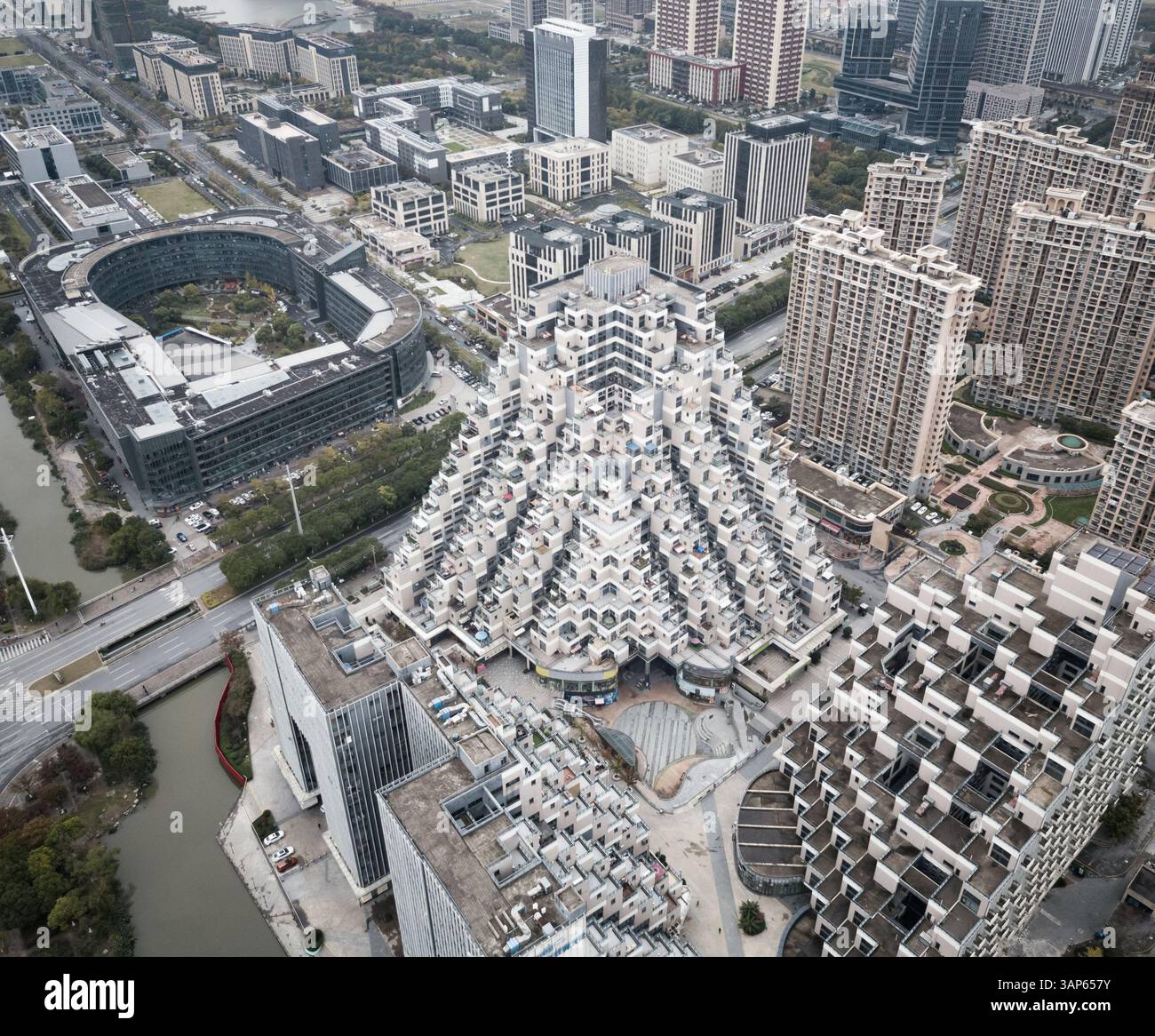 Aerial view of residential tower block in Shanghai, China Stock Photo ...