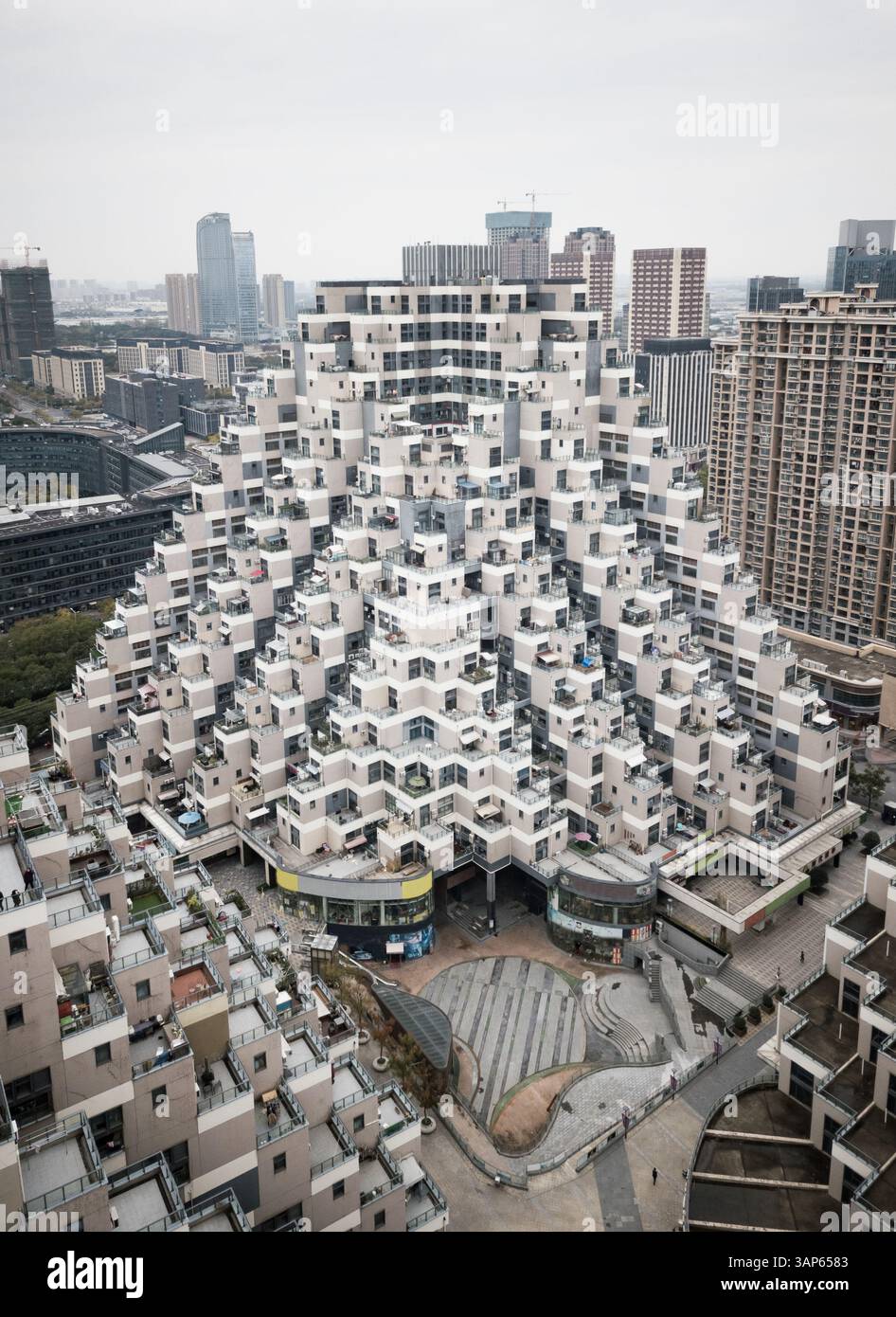 Aerial view of residential tower block in Shanghai, China Stock Photo ...