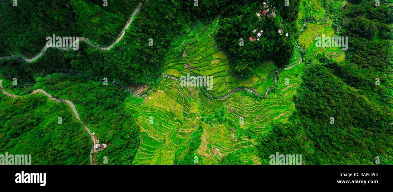 Aerial view of Banaue Rice Terraces, Banaue, Ifugao, Philippines Stock ...