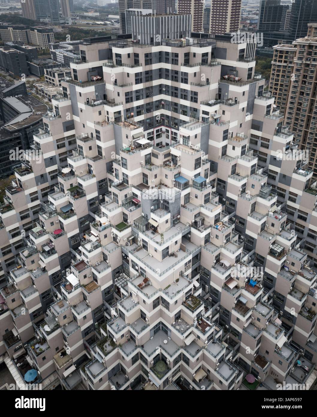 Aerial view of residential tower block in Shanghai, China Stock Photo ...