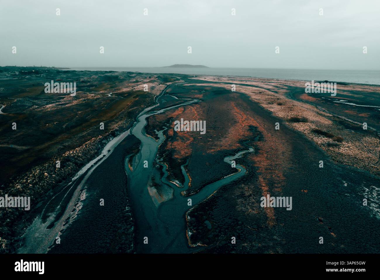 Aerial view of the Island Golf Club along the bay, Malahide, County ...