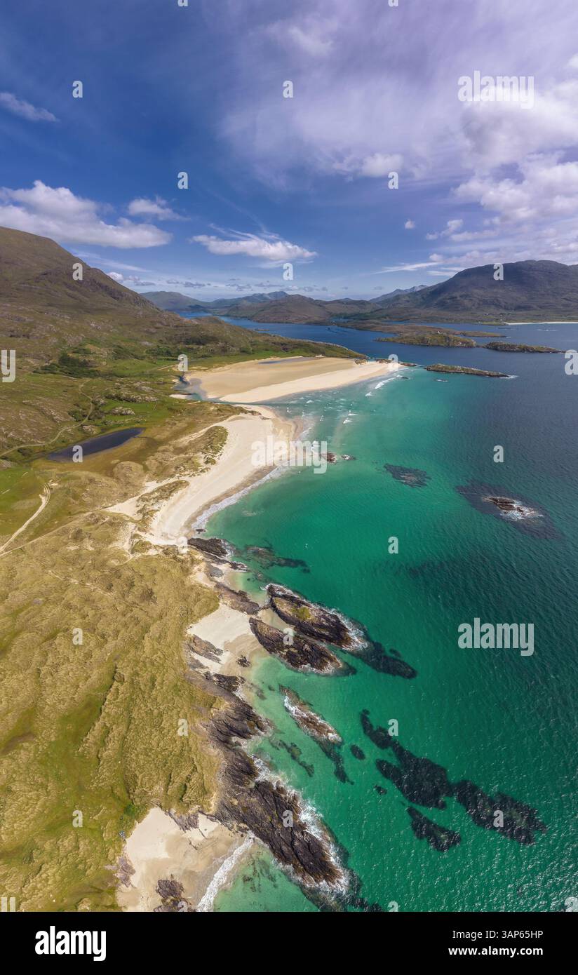 Aerial view of a beautiful coastline with rocks facing the Atlantic ...