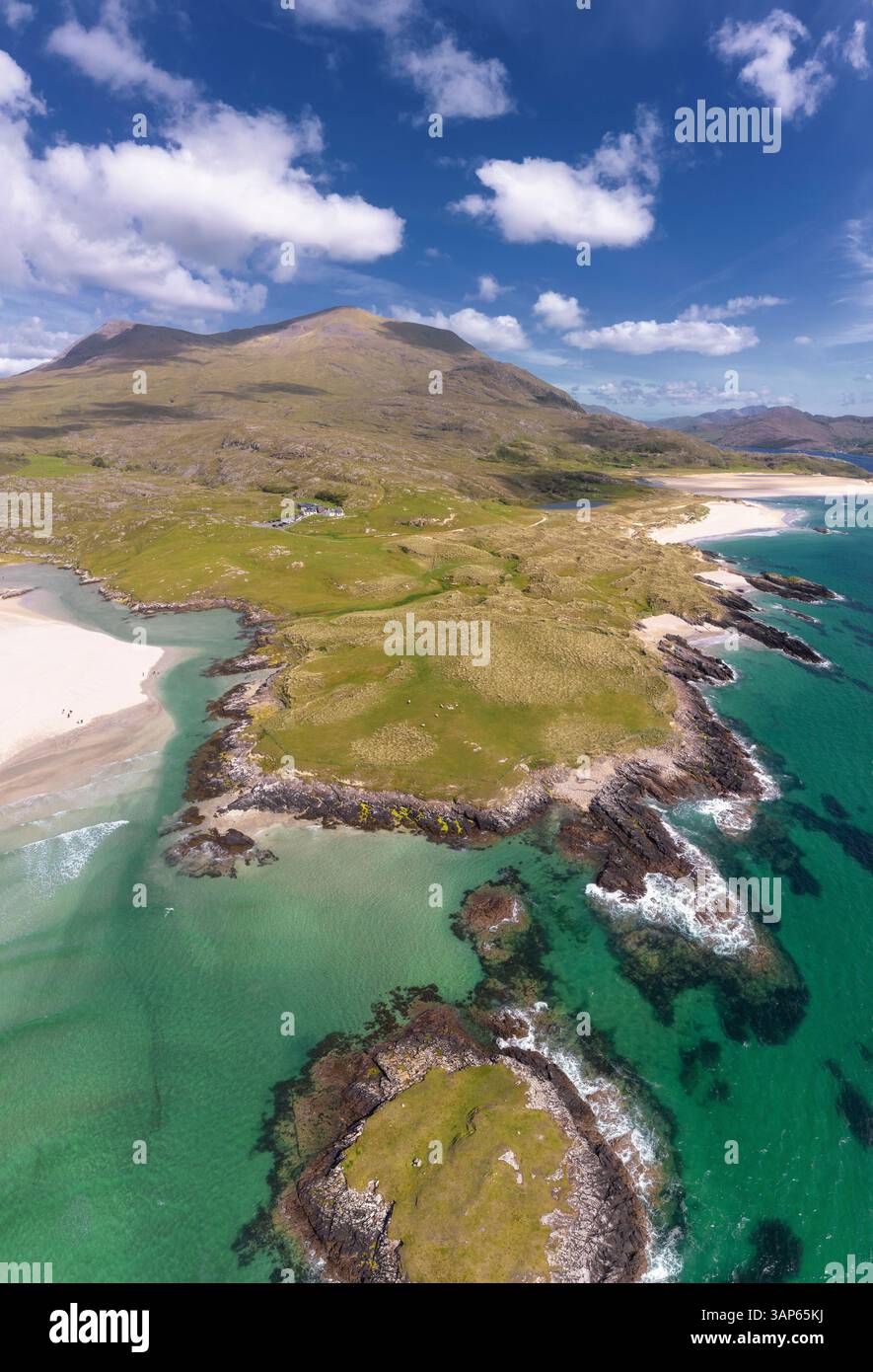 Aerial view of a beautiful coastline with rocks facing the Atlantic ...