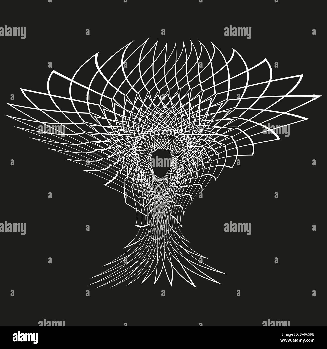 Abstract drop mesh. Spiral curve structure. Dynamic net vector. Black ...