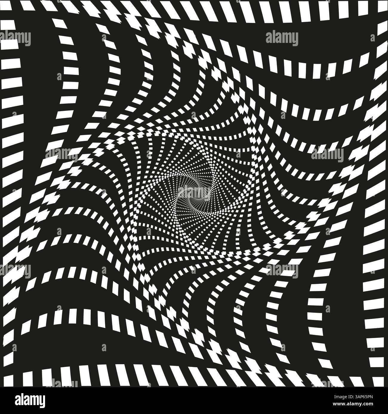 Distorted spiral form. Illusion stripe shape. Twisted vector pattern ...