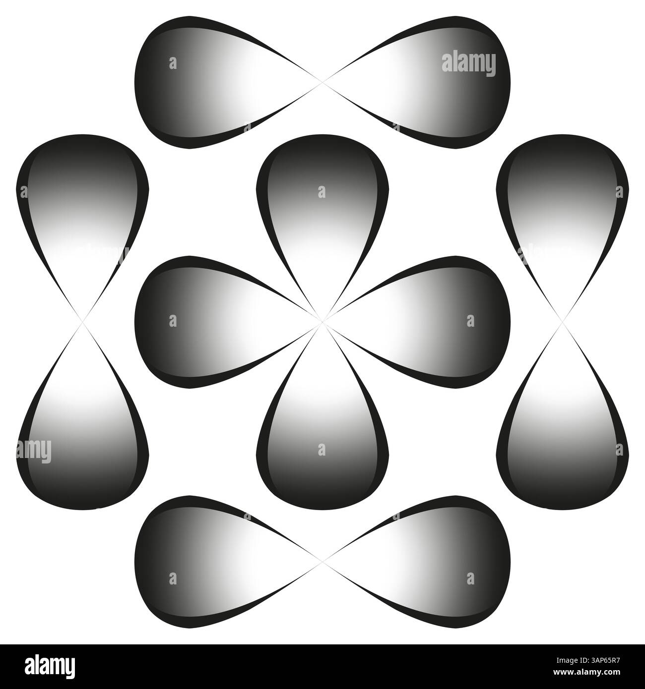 Gradient petal pattern. Infinity loop symbol. Gray white gradient ...