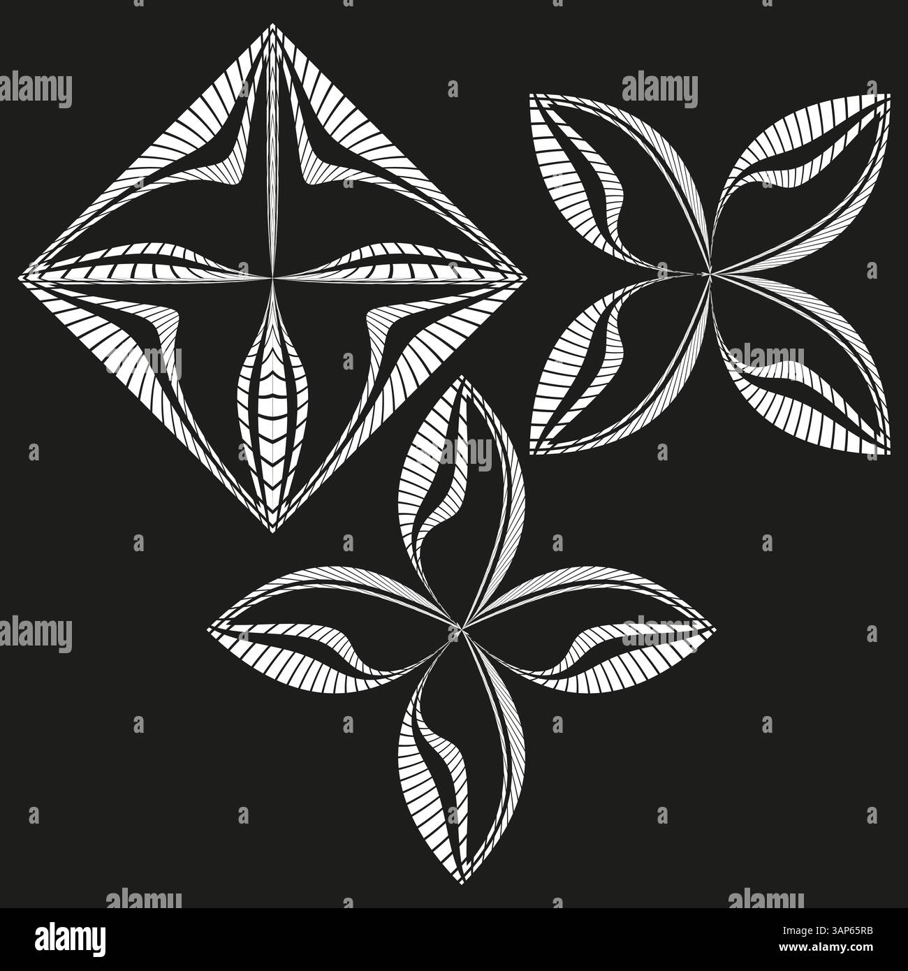 Decorative floral pattern. Petal line motif. Diamond shape vector ...
