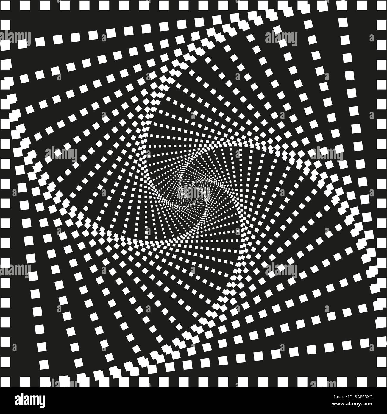Spiral square shape. Optical illusion vector. Black white contrast ...