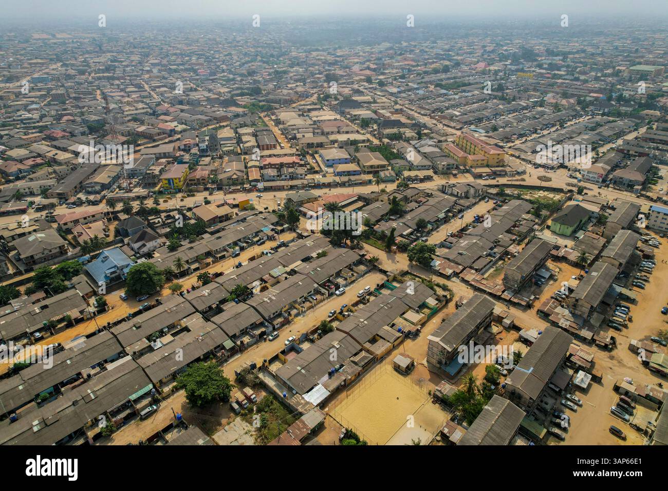 Aerial view of a developed residential district, Lagos State, Nigeria ...