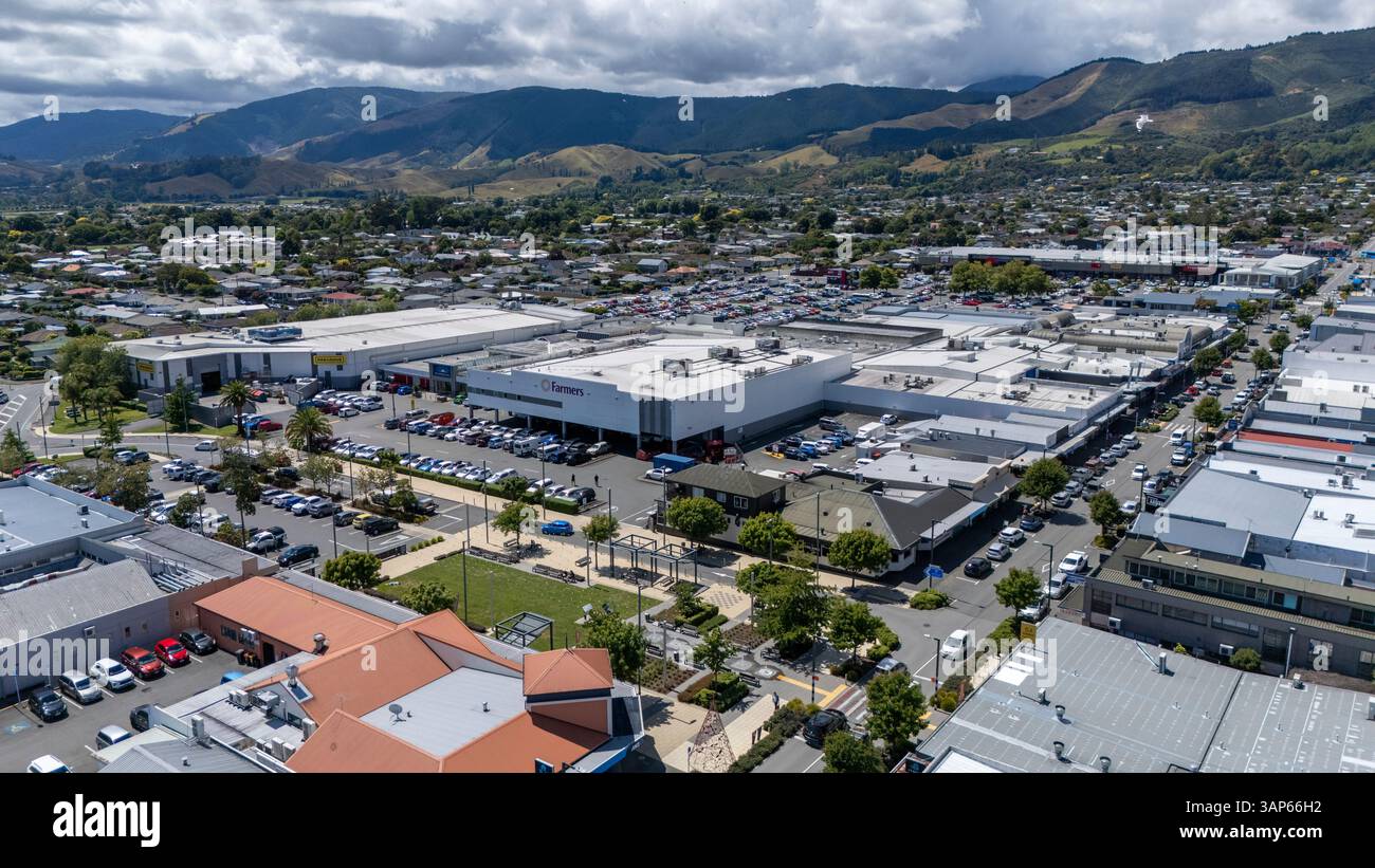 Aerial view of urban cityscape with commercial area, shopping center ...