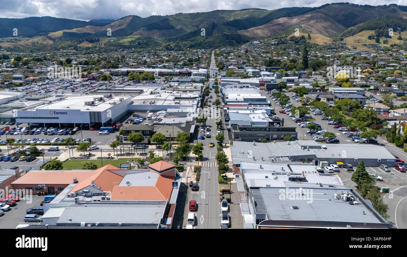 Richmond, New Zealand - 09 January 2025: Aerial view of urban landscape ...