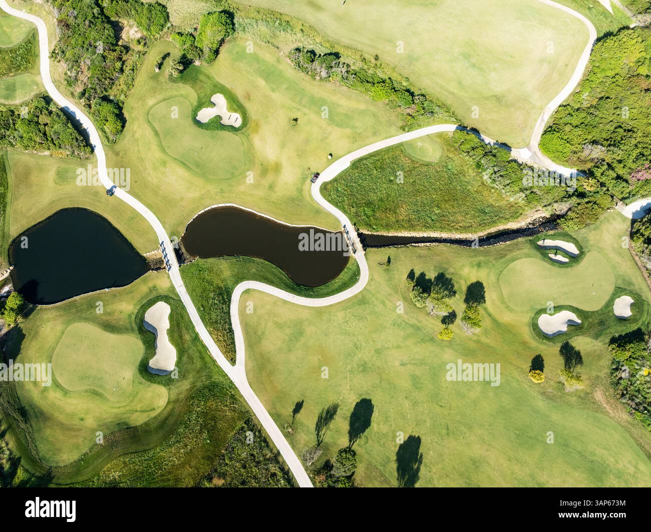 Aerial view of beautiful La Hacienda Links Golf Resort with lush ...