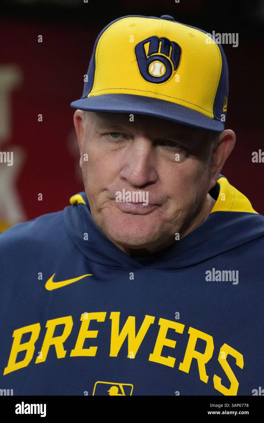Milwaukee Brewers manager Pat Murphy (49) in the first inning during a ...