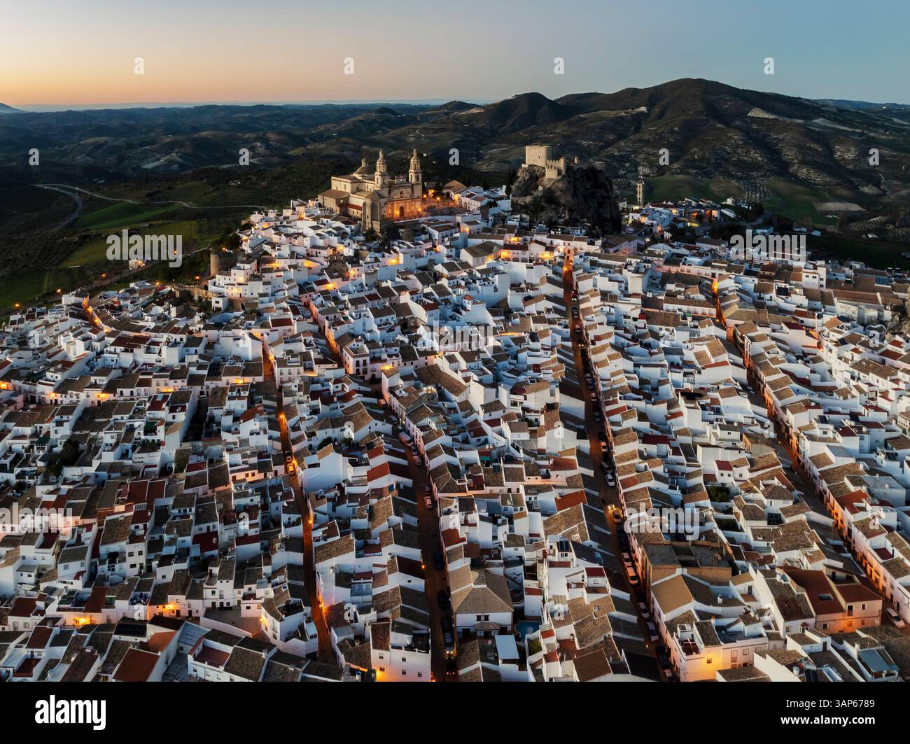 Aerial view of beautiful historic architecture and quaint white ...