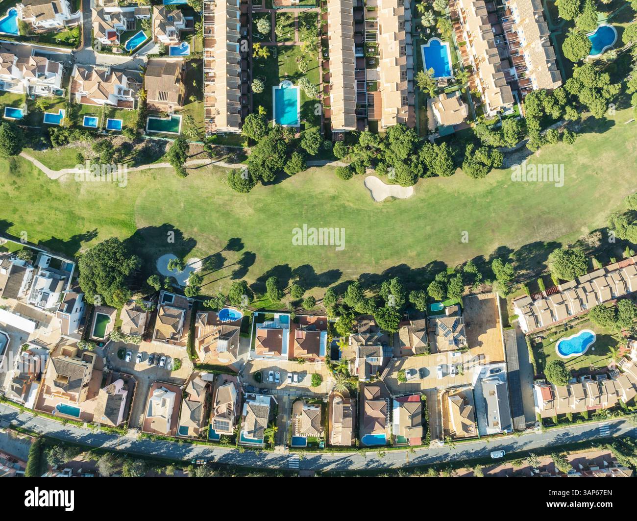 Aerial view of Islantilla Golf Resort with beautiful residential area ...