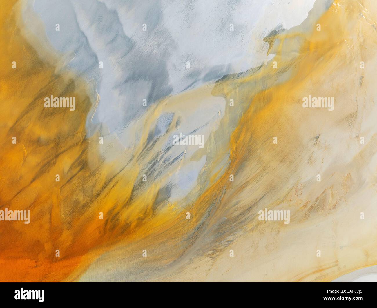 Aerial view of colorful and surreal patterns of Rio Tinto with unique ...