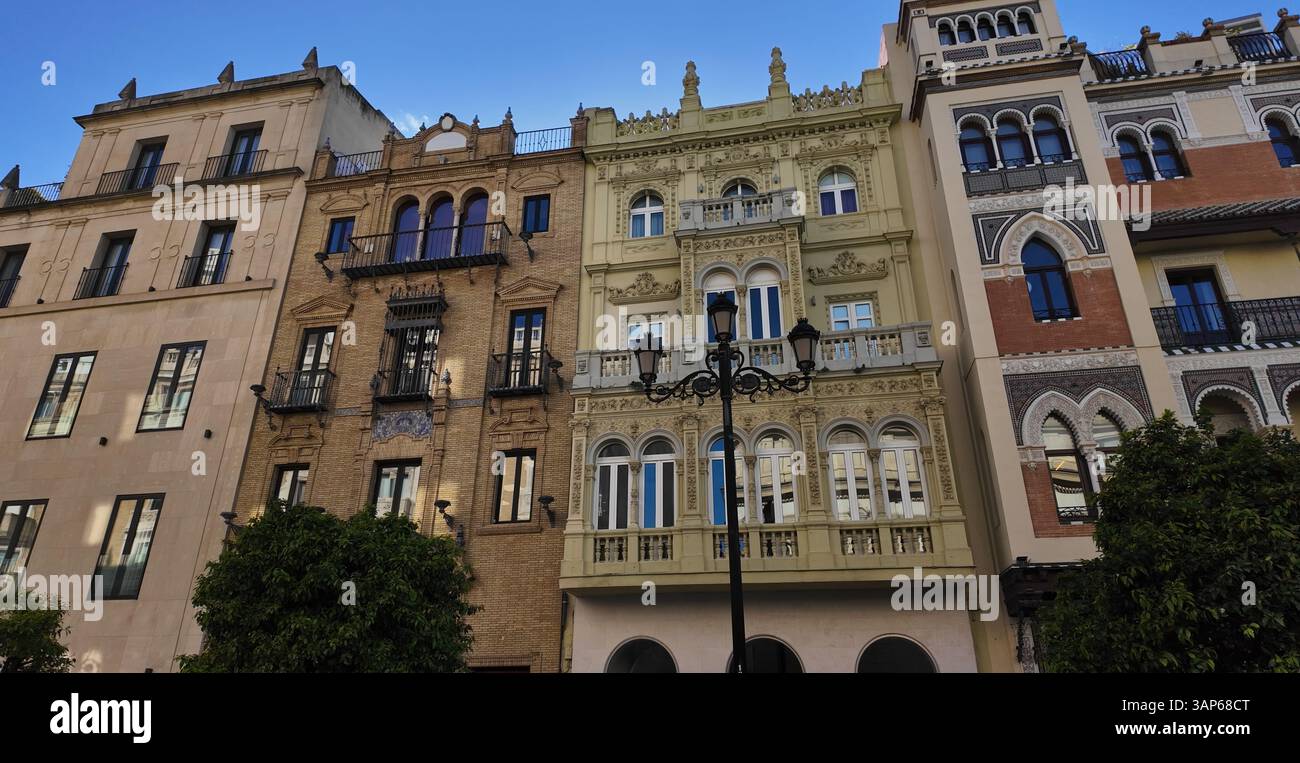 Traditional Andalusian architecture with neo mudejar and regionalist ...