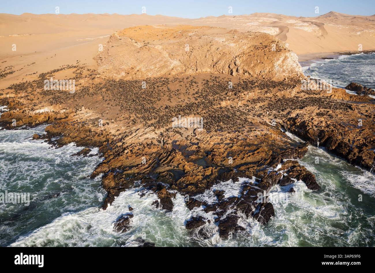 Aerial view of Breakers at the shore of the Namib Desert. Aerial view ...
