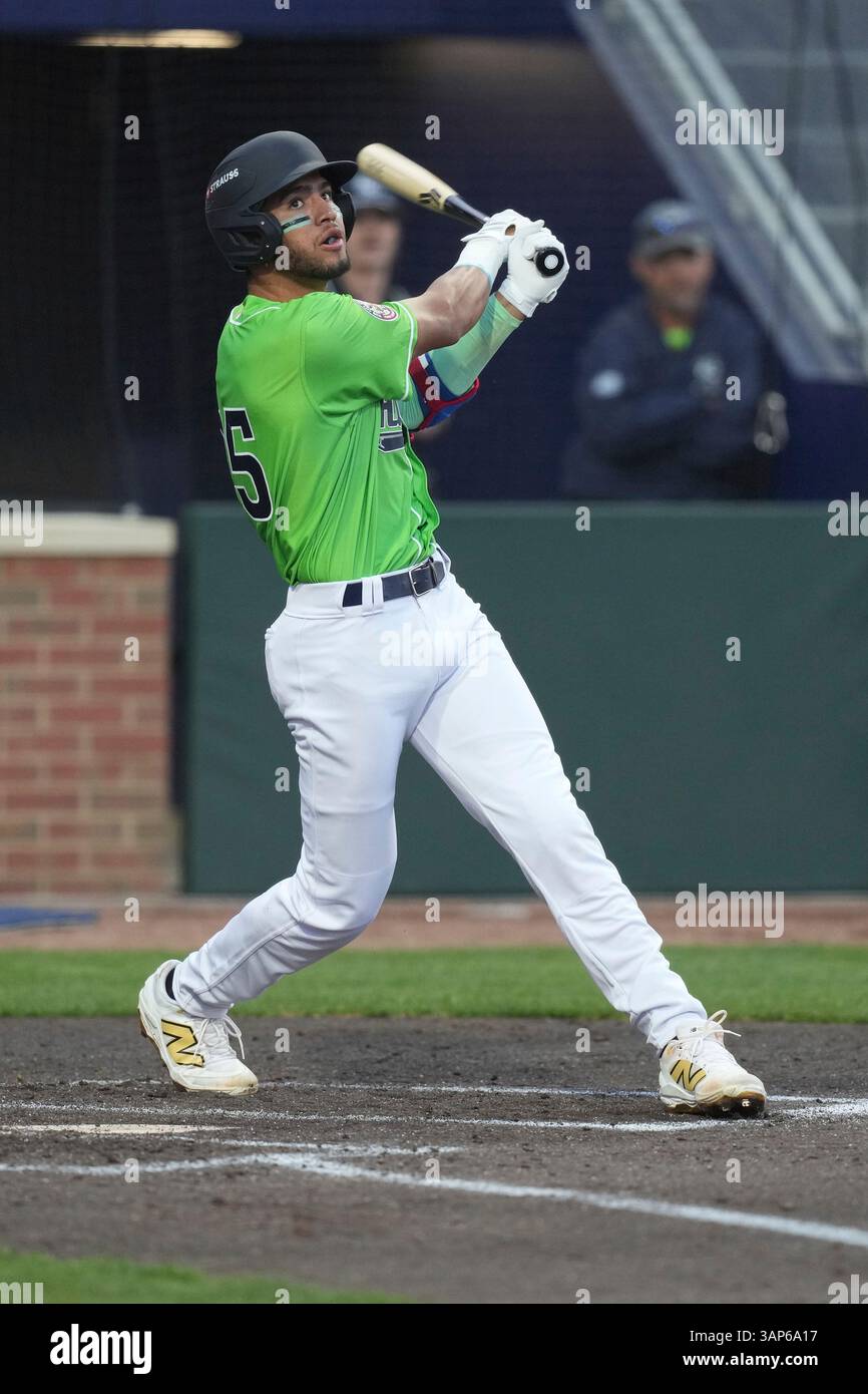 Anthony Gutierrez (25) of the Hub City Spartanburgers at bat in a ...