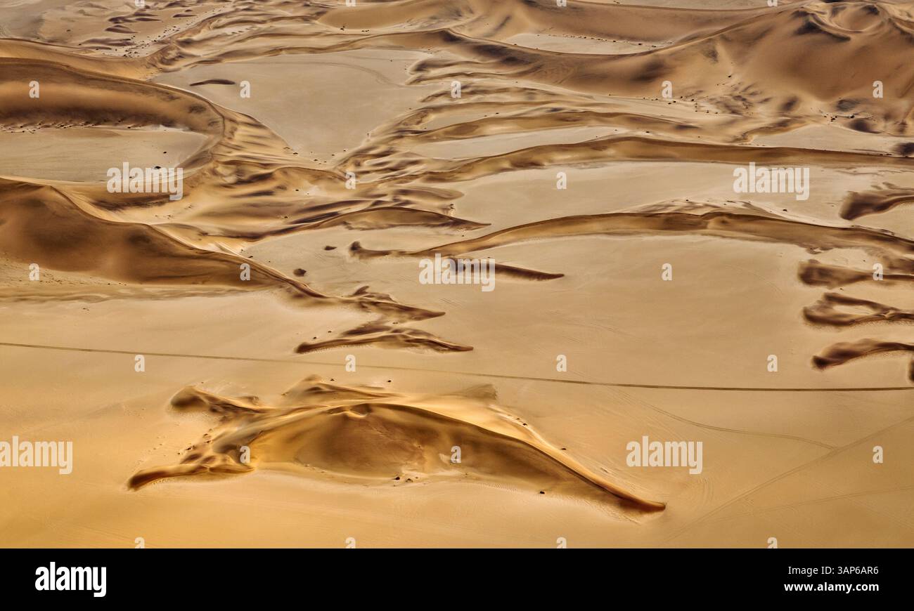 Arial view of Sand dunes in the Namib Desert near the town of Swakopmund. Aerial view. Namib ...